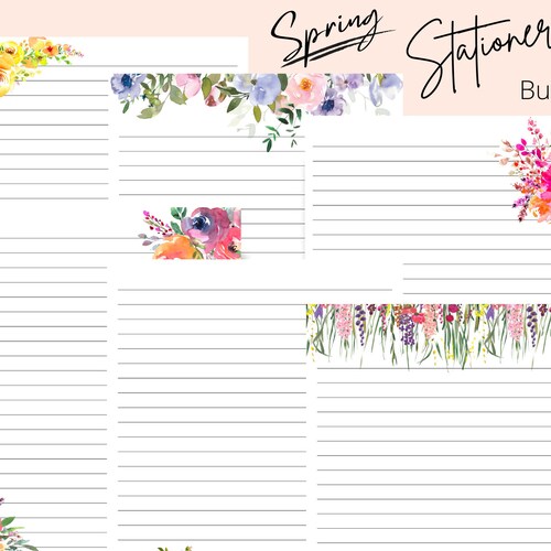 Lined Spring Floral Stationery Letter Writing Stationery | Etsy