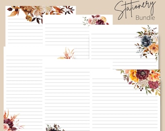 Lined Spring Floral Stationery, Letter Writing Stationery, Printable ...
