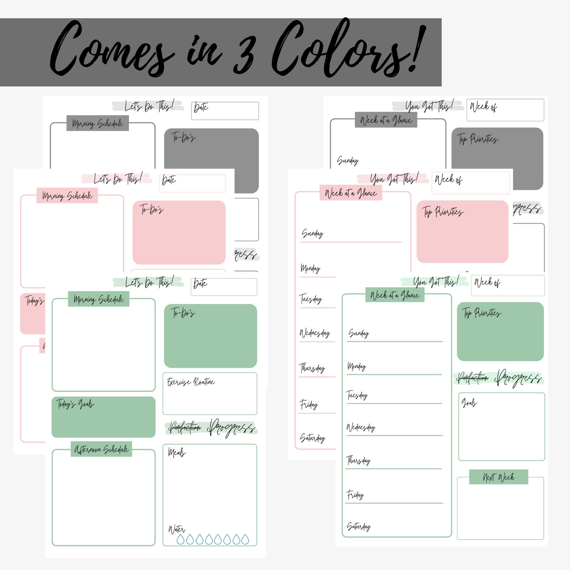 Daily and Weekly Planner Sheet Set Printable Planner Sheet | Etsy