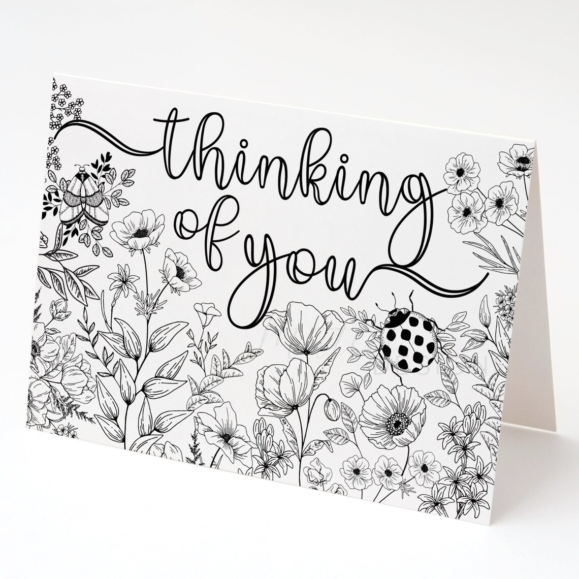 Printable Floral Coloring Card Digital Download Adult and Kid | Etsy