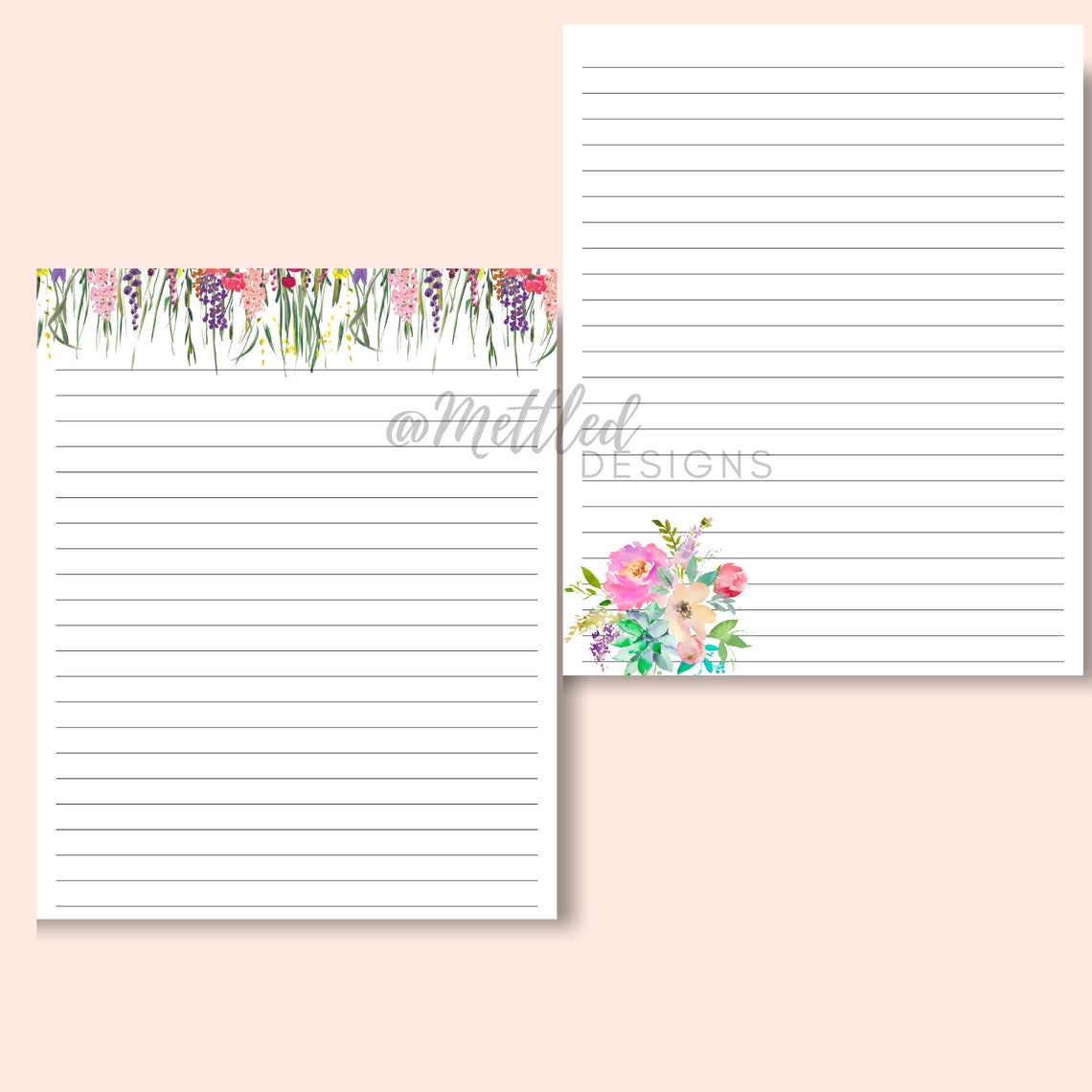Lined Spring Floral Stationery Letter Writing Stationery | Etsy