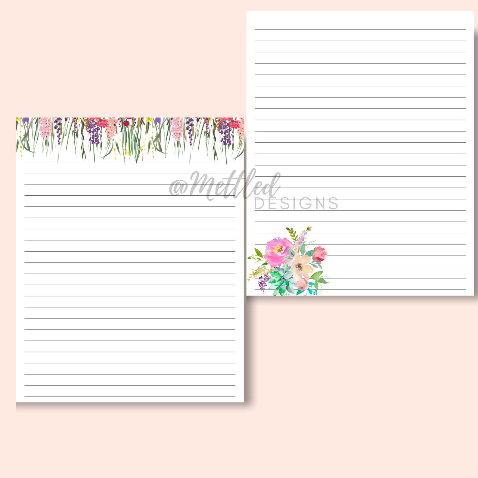 Lined Spring Floral Stationery Letter Writing Stationery | Etsy