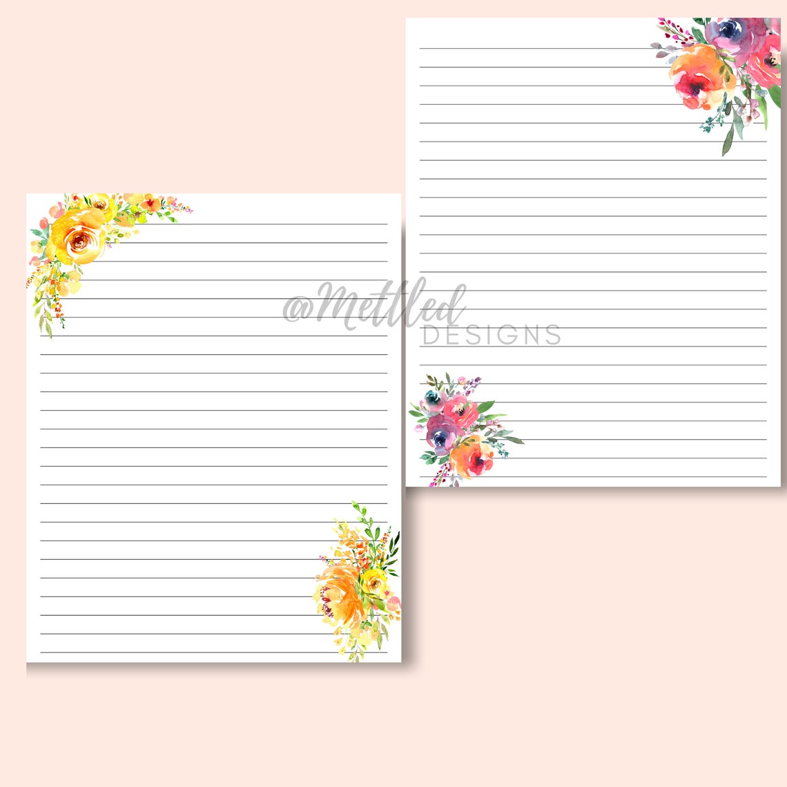 Lined Spring Floral Stationery Letter Writing Stationery | Etsy