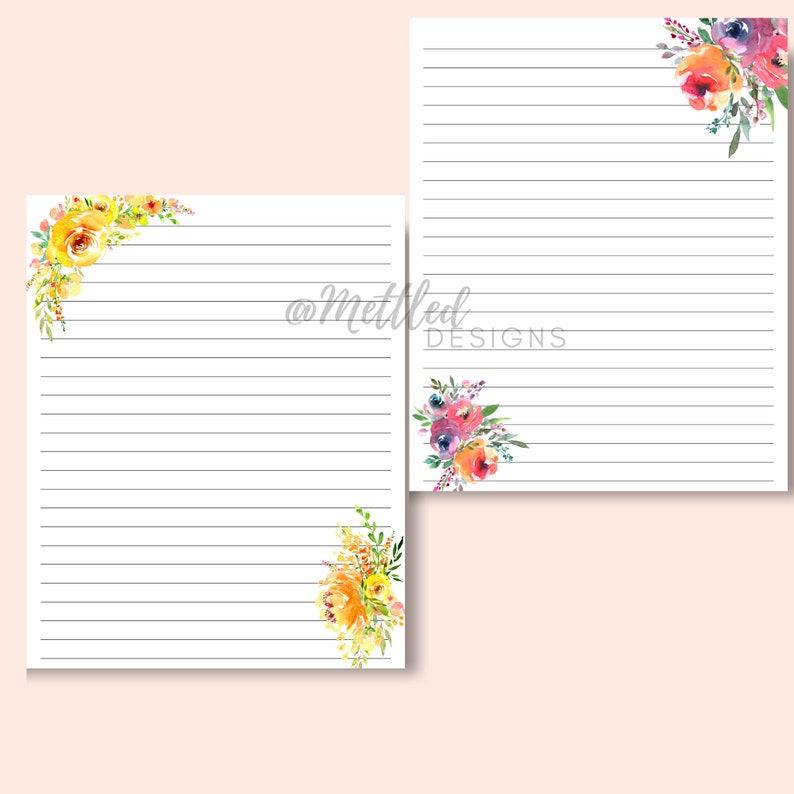 Lined Spring Floral Stationery Letter Writing Stationery - Etsy