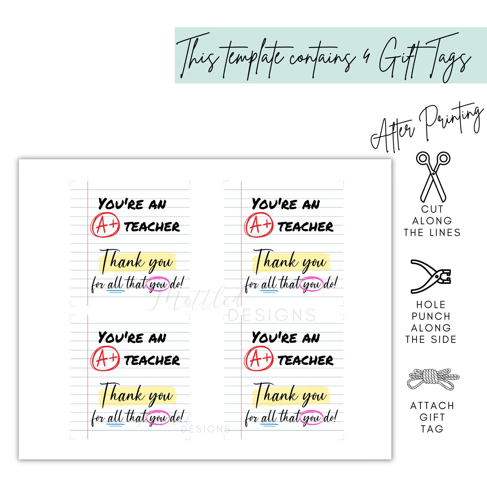 Printable Teacher Appreciation Gift Tags Instant Download - Etsy