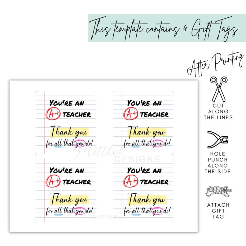 Printable Teacher Appreciation Gift Tags, Instant Download Teacher ...