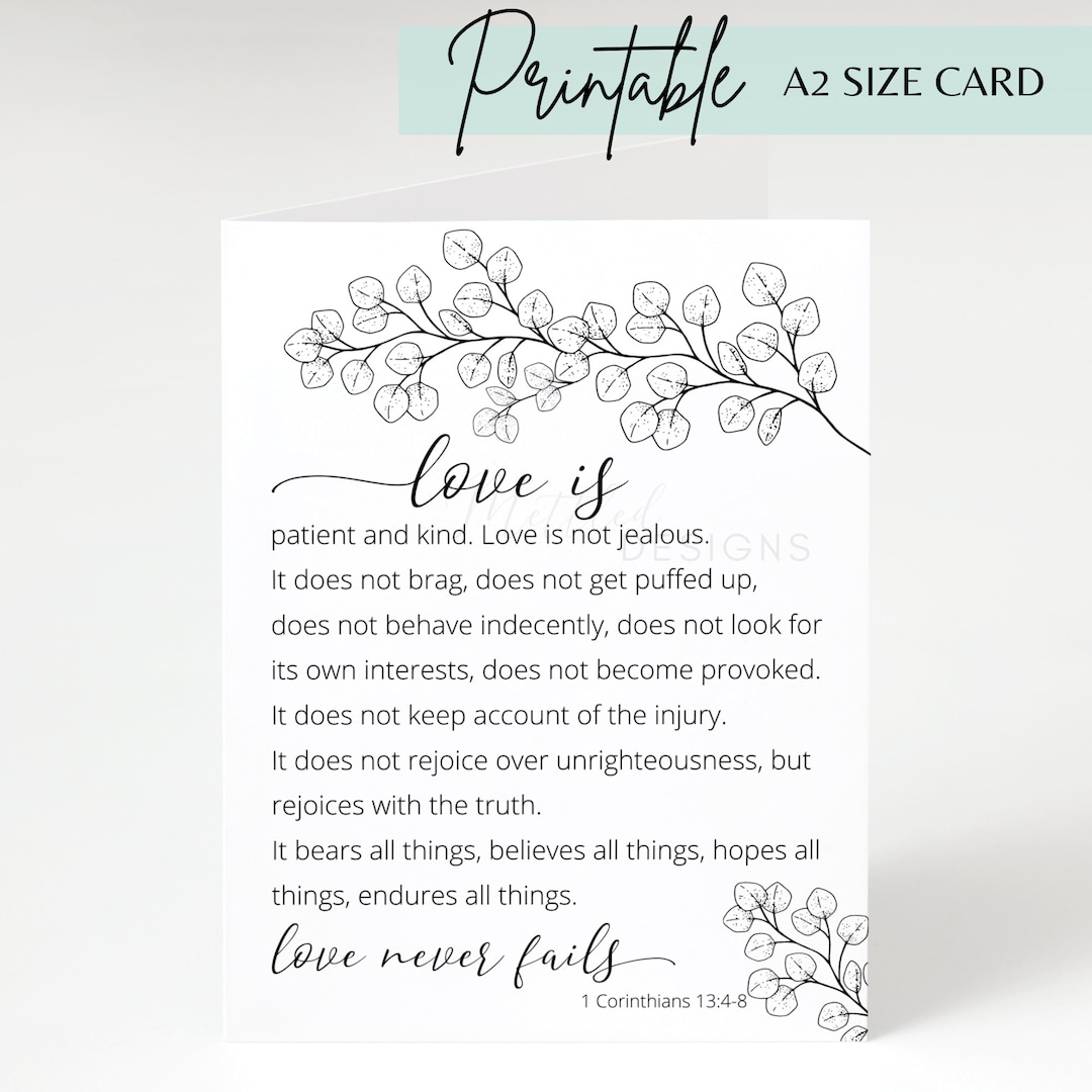 NWT 1 Corinthians 13:4-8 Printable Greeting Card, Digital Download Love ...