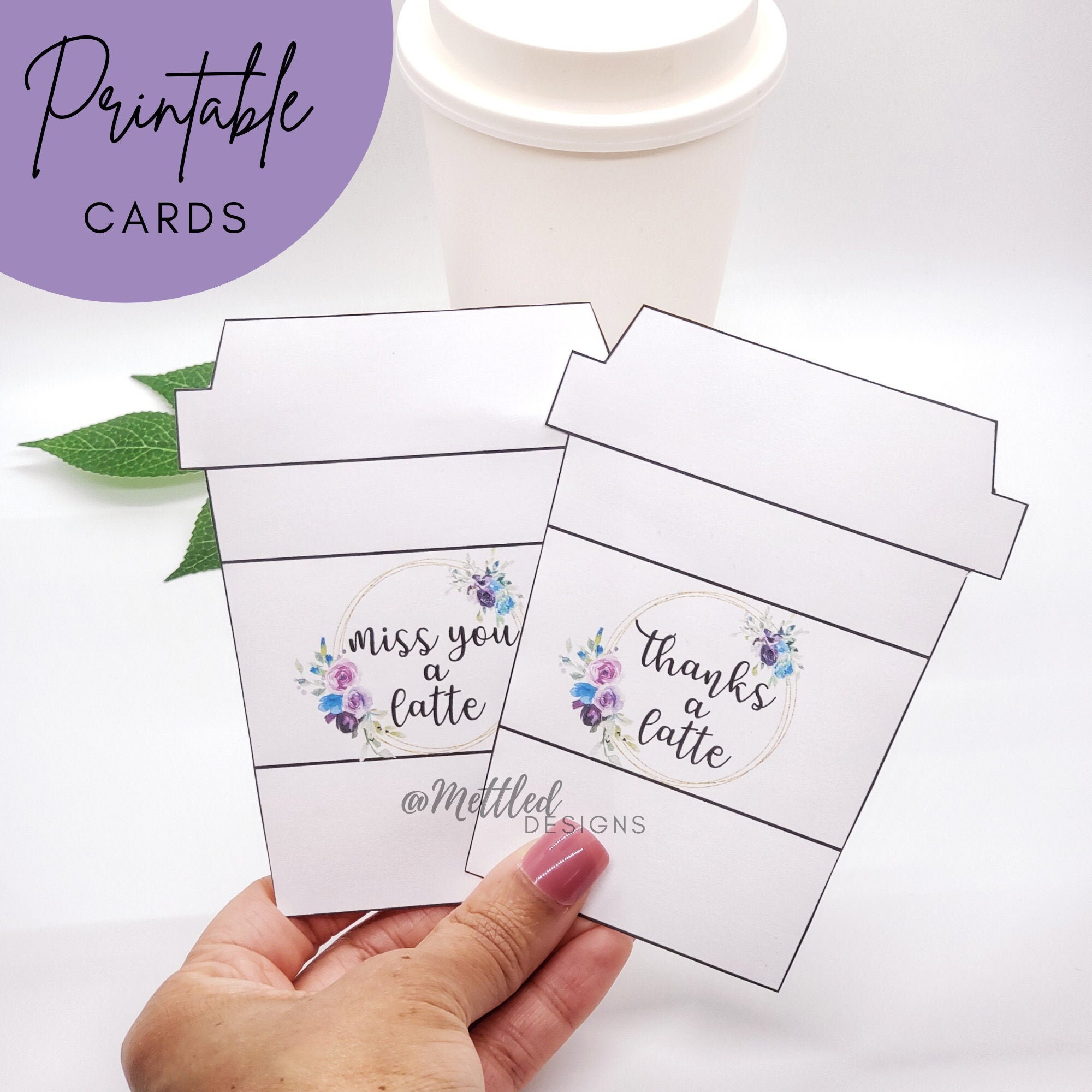 Printable Thank You Greeting Cards Thanks A Latte Miss You A - Etsy