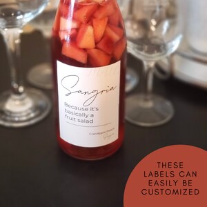 Printable Wine Bottle Label, Printable Sangria Wine Gift Label - Etsy
