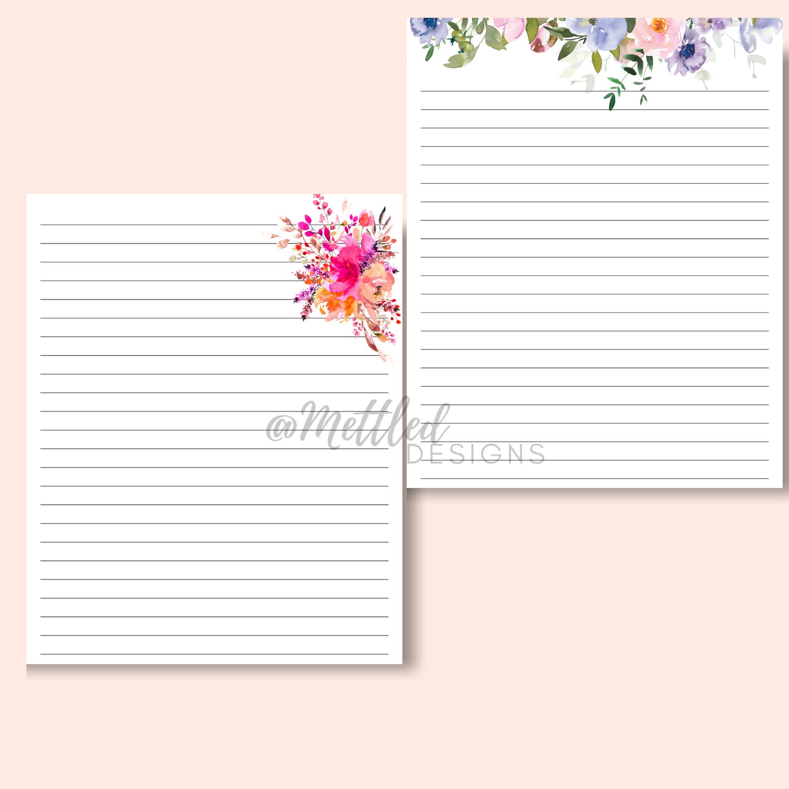 Lined Spring Floral Stationery Letter Writing Stationery - Etsy