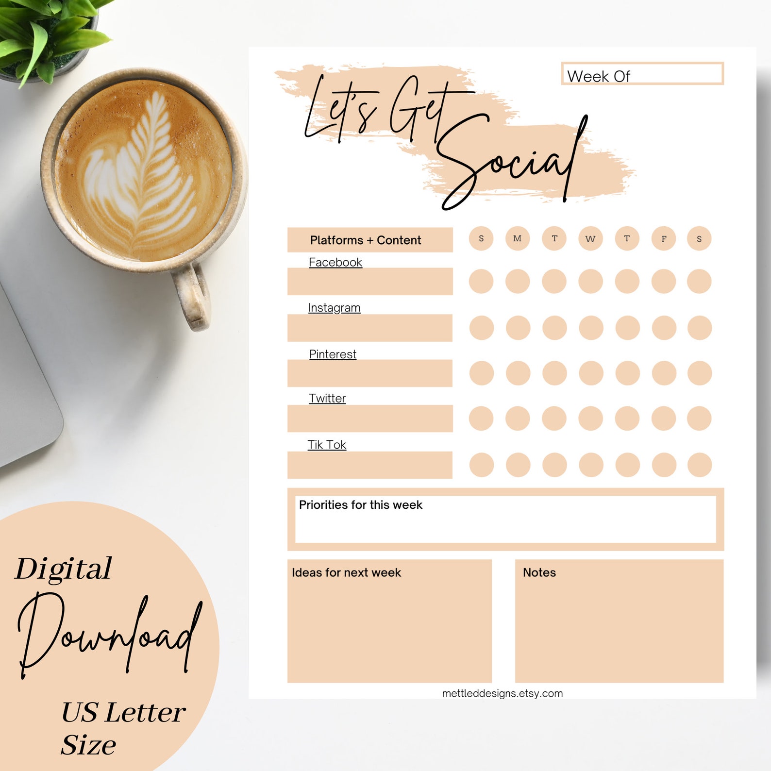 Printable Social Media Planner Weekly Social Media Planner | Etsy