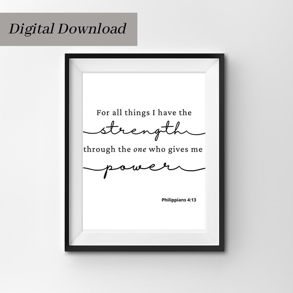 NWT Bible Verse Wall Art Philippians 4:13 Wall Art for All | Etsy