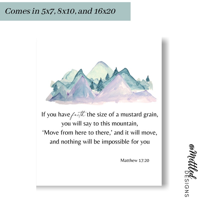 NWT Bible Verse Wall Art Matthew 17:20 Wall Art Scripture | Etsy