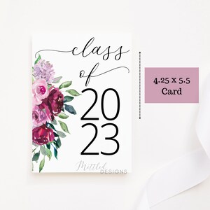 Printable Floral 2023 Graduation Greeting Cards, Digital Download Class ...