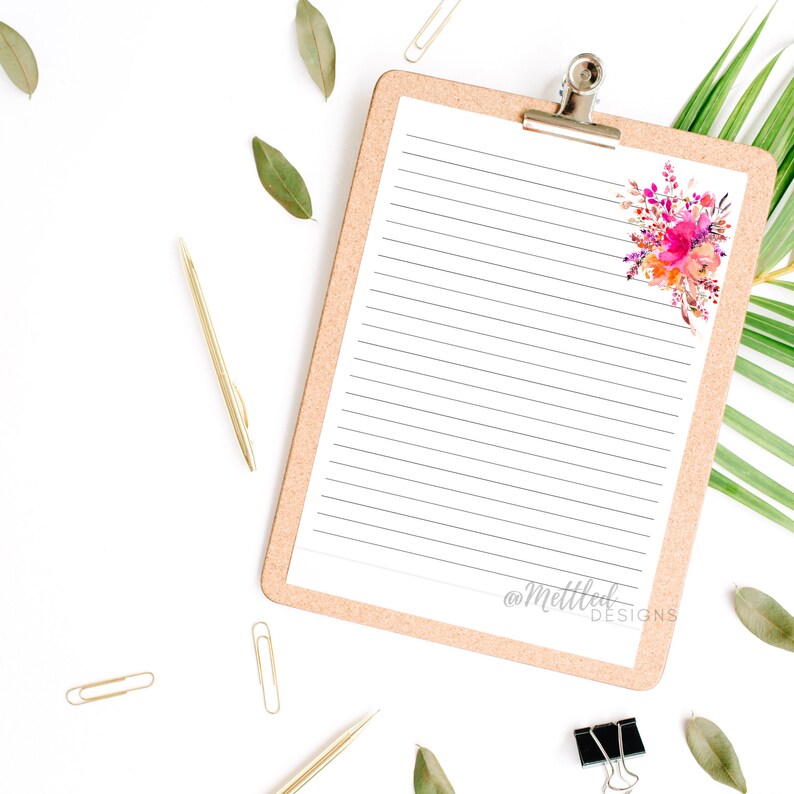 Lined Spring Floral Stationery, Letter Writing Stationery, Printable ...