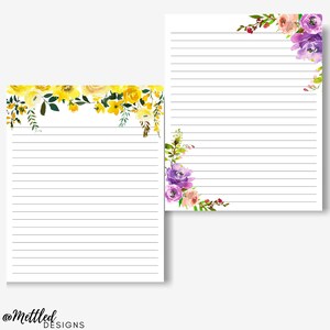 Lined Floral Stationery, Letter Writing Stationery, Printable ...