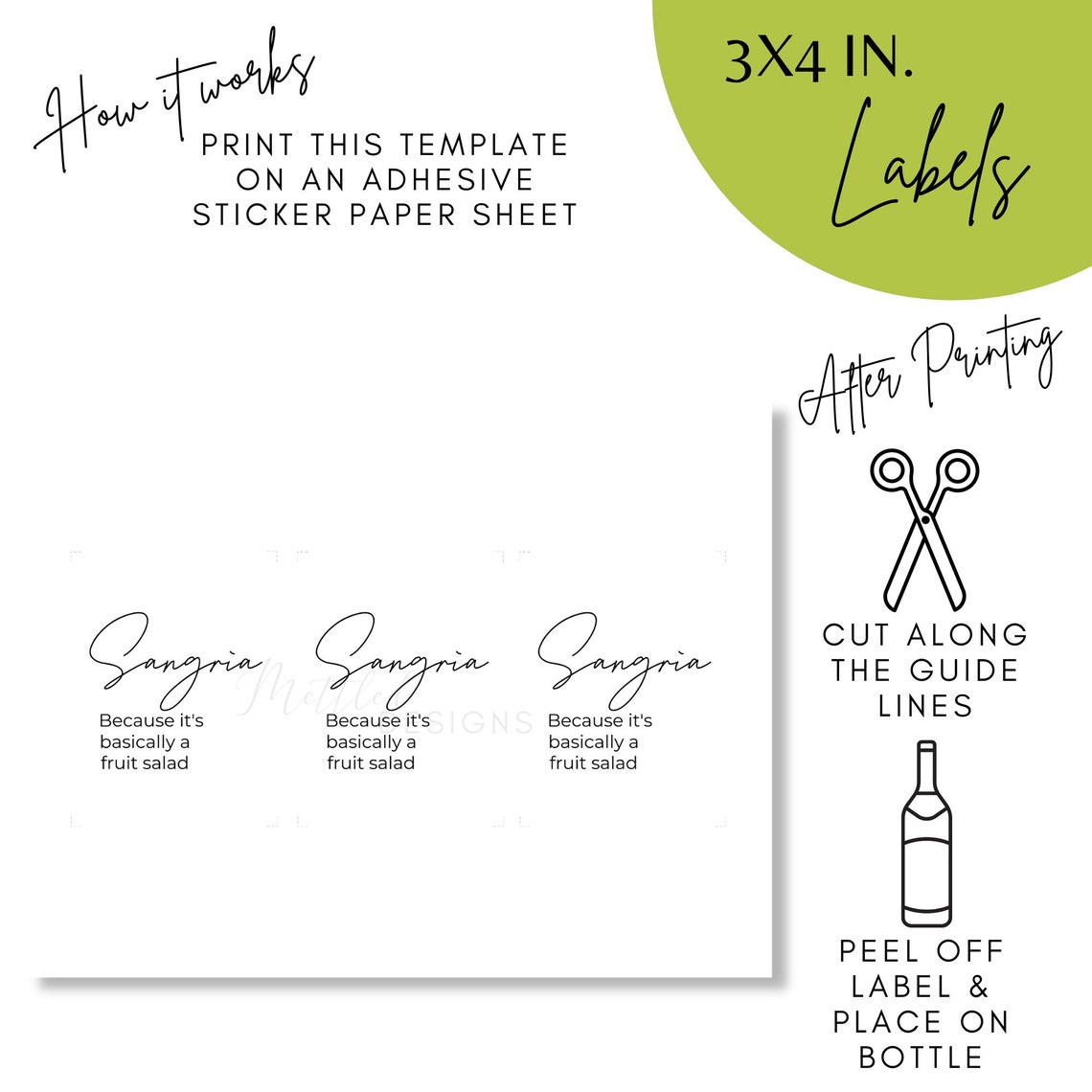 Printable Wine Bottle Label Printable Sangria Wine Gift Label - Etsy