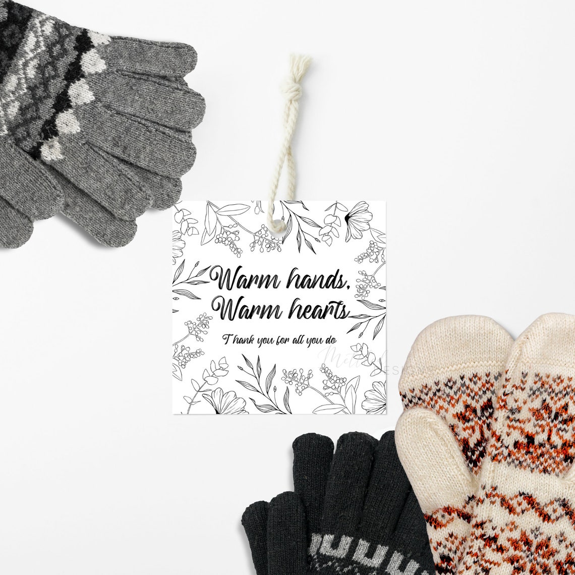Printable Gloves Gift Tags, Hand Warmers Instant Download Favor Tags - Etsy