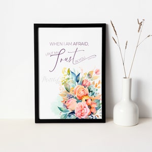 Psalm 56:3 Bible Verse Wall Art, When I Am Afraid, I Put My Trust in ...