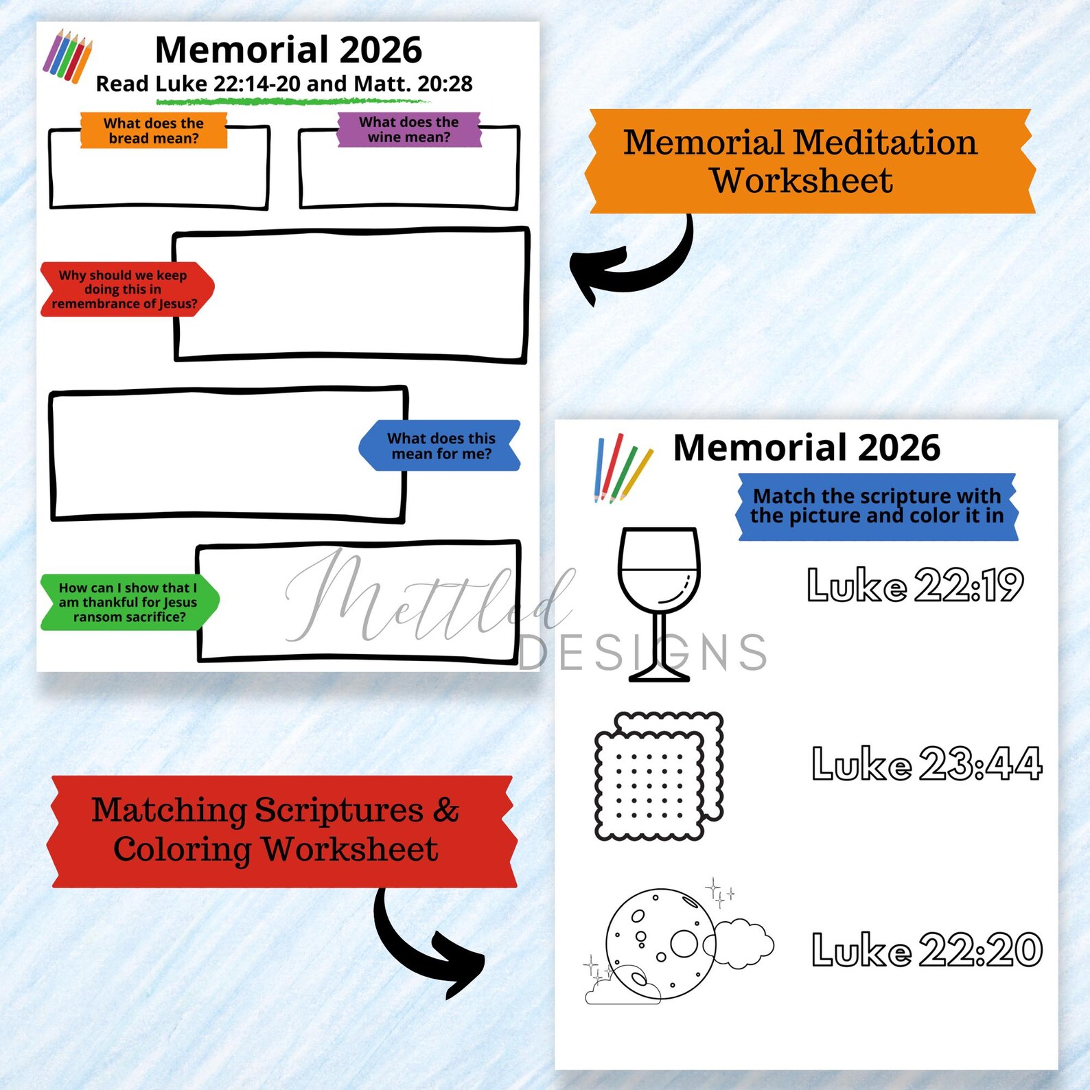 JW Kids Printable Memorial 2026 Worksheet and Coloring Cards, Kids ...