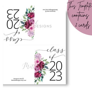 Printable Floral 2023 Graduation Greeting Cards, Digital Download Class ...
