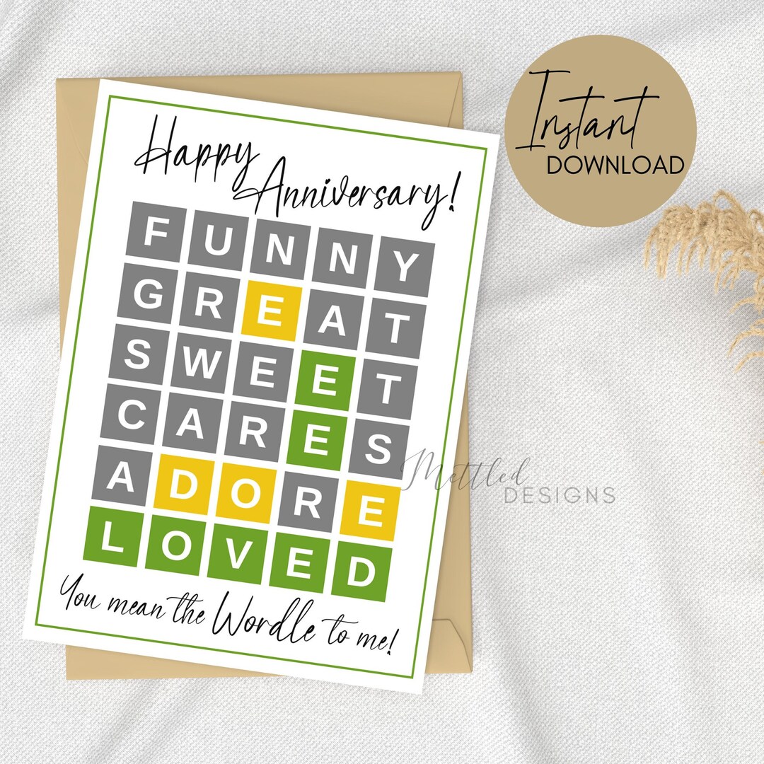 Printable Wordle Inspired Anniversary Greeting Card, Digital Download ...