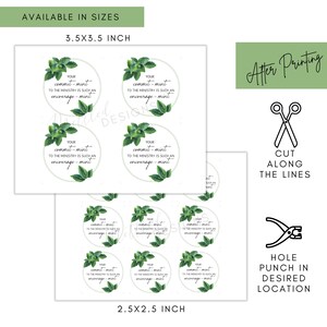 Printable Mint Pioneer Gift Tags, Peppermint Instant Download Favor ...