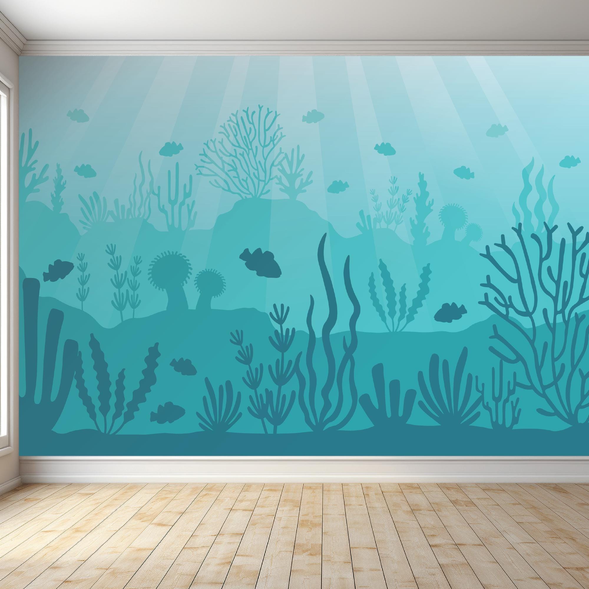 Underwater Mural for Kids Room, Under Water Mural, Ocean Theme Nursery ...