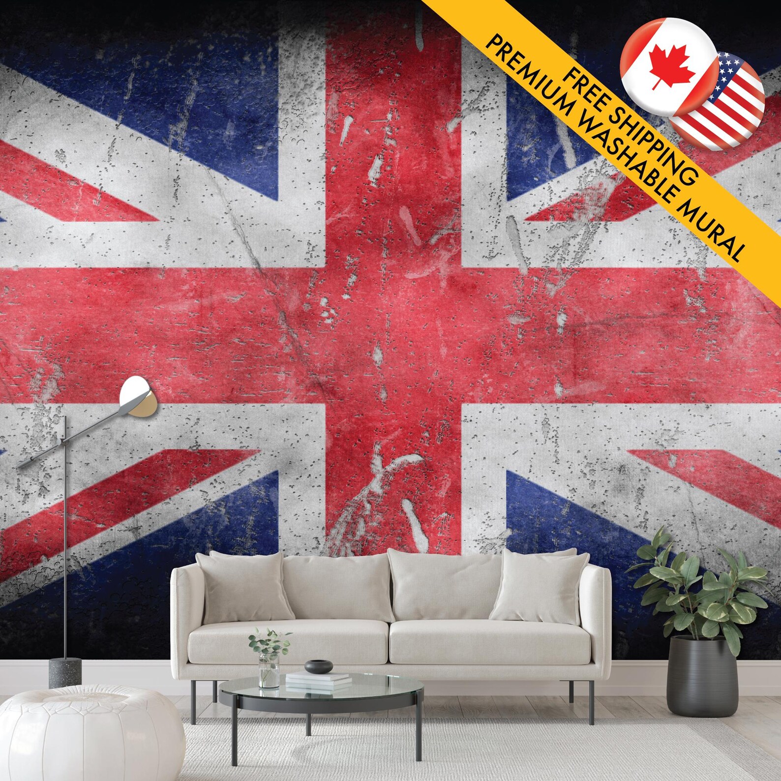 Union Jack Mural, British Flag Mural, Union Jack Wallpaper, British ...