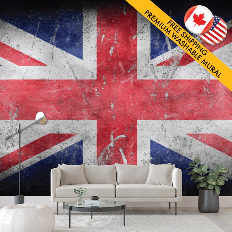 Union Jack Mural, British Flag Mural, Union Jack Wallpaper, British ...