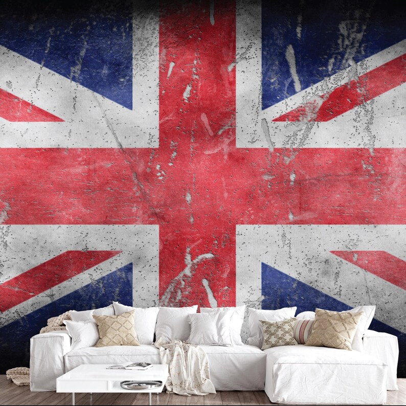 Union Jack Mural, British Flag Mural, Union Jack Wallpaper, British ...