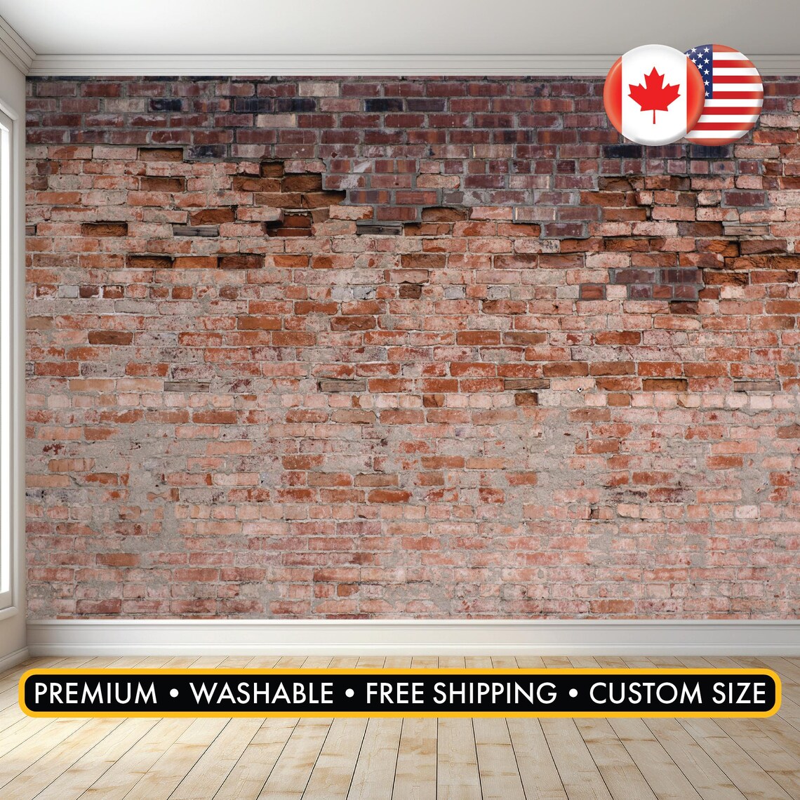Rustic Red Brick Mural, Rustic Brick Mural, Rustic Brick Wallpaper Aged ...