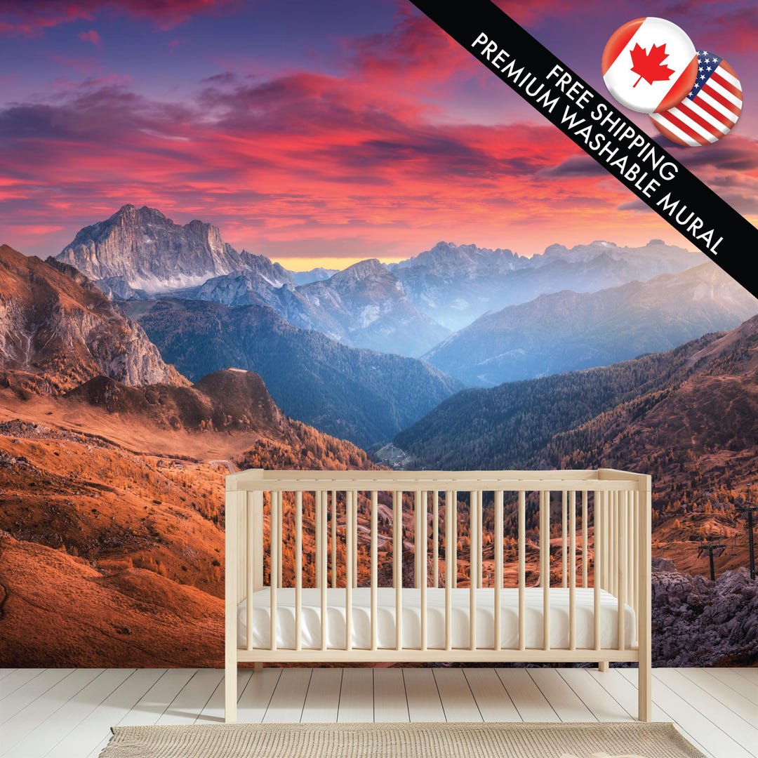 Desert Mountains Sunrise Mural, Desert Sunrise Mural, Desert Wallpaper ...