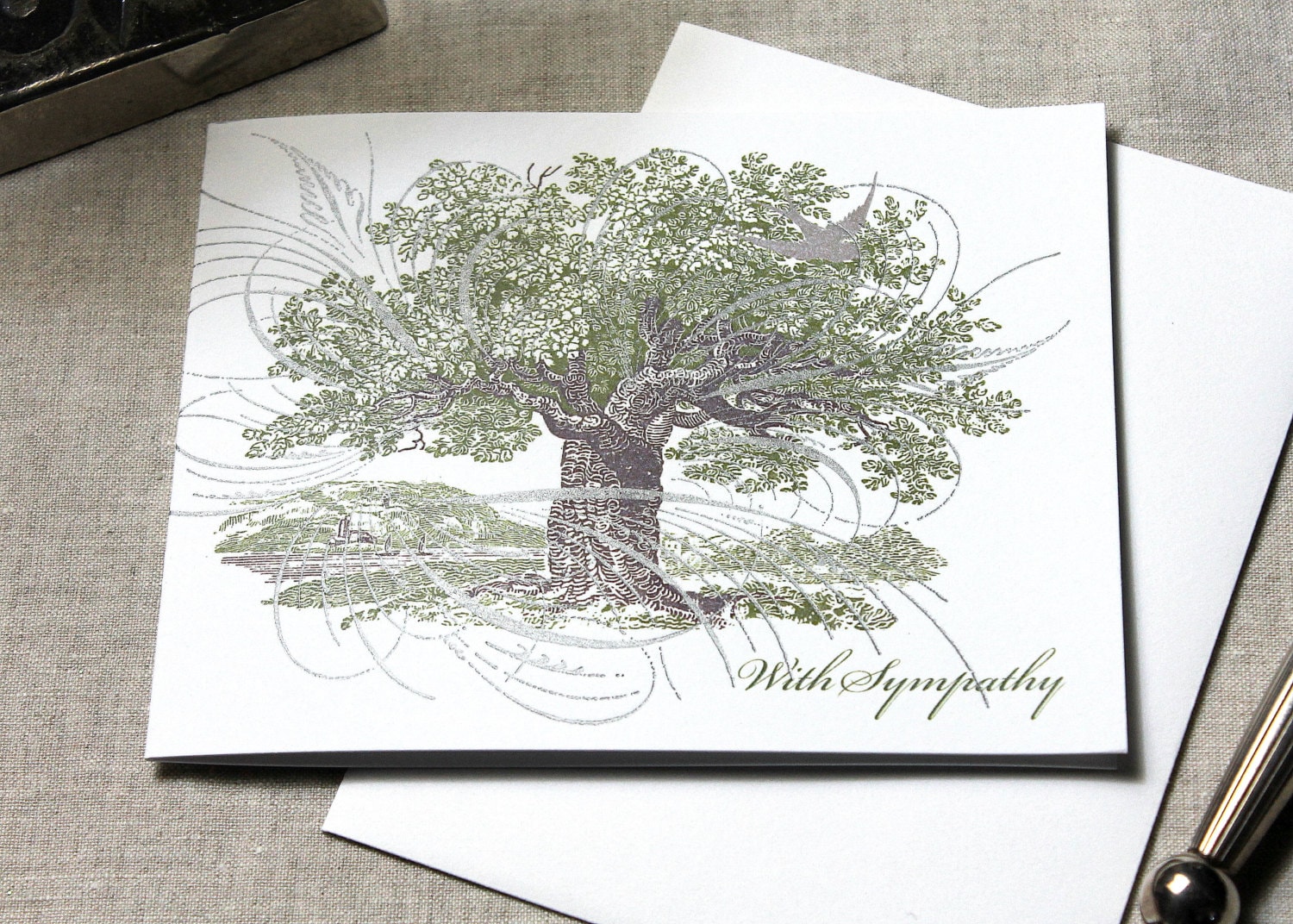 Letterpress Blank Sympathy Card, Condolence Card With Tree - Etsy