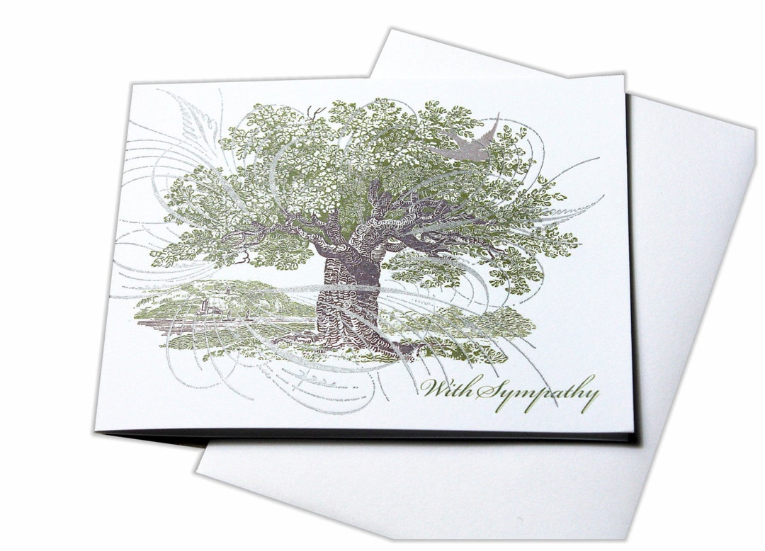 Letterpress Blank Sympathy Card, Condolence Card With Tree - Etsy