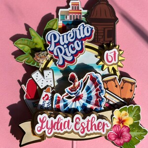 Puerto Rico Theme Cake Topper – Personalized Name Topper With PR ...