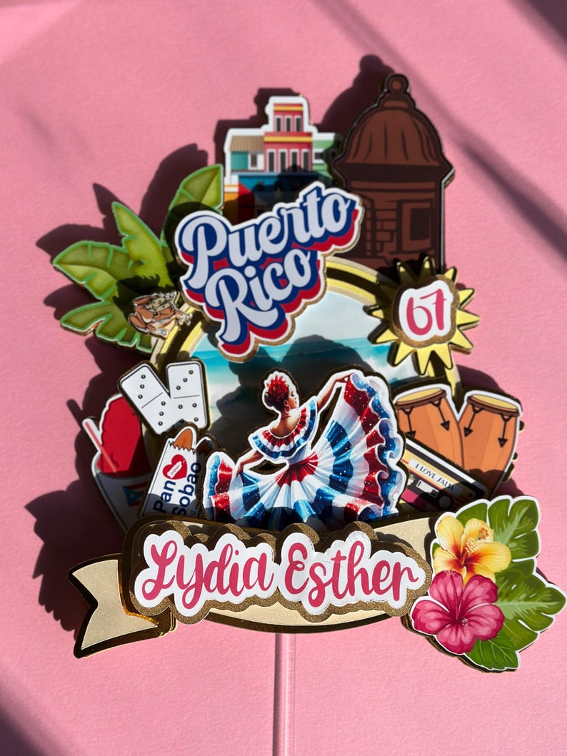Puerto Rico Theme Cake Topper – Personalized Name Topper With PR ...
