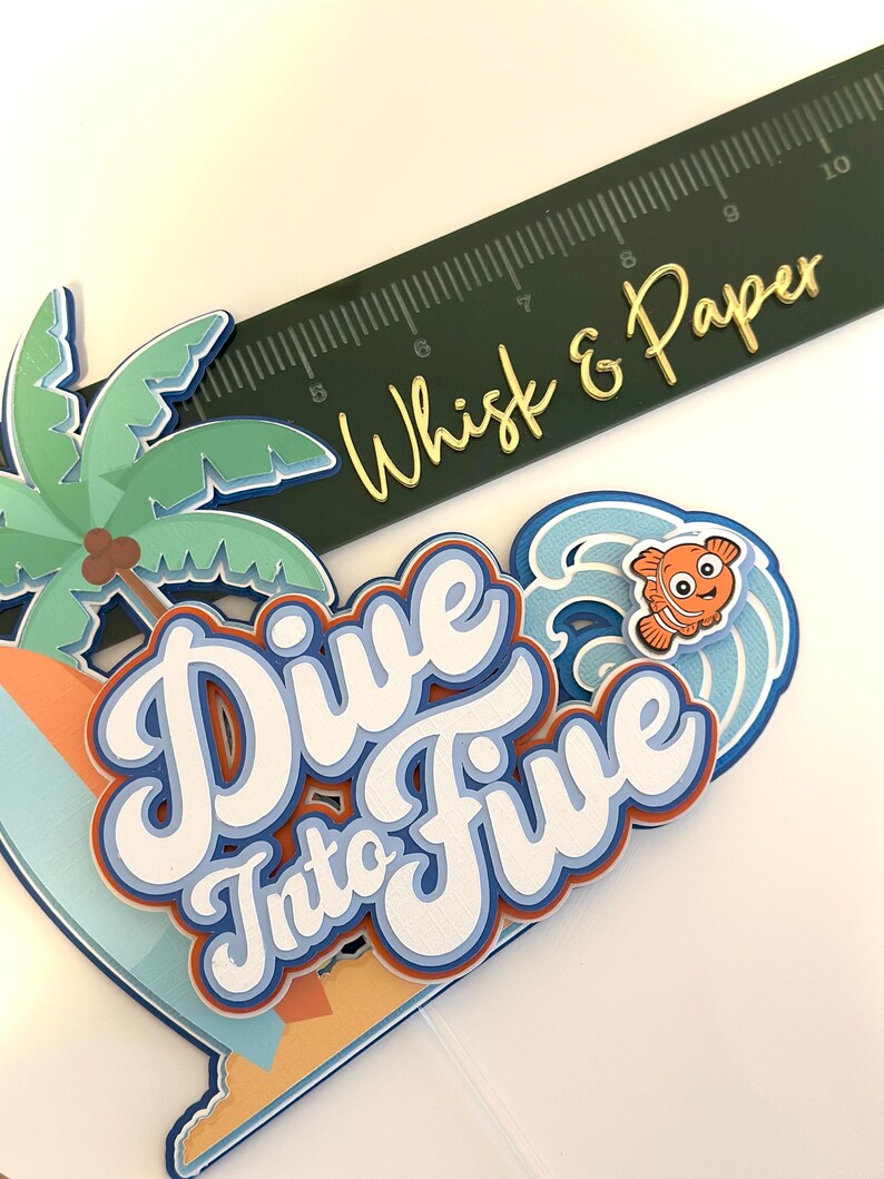 Dive Into Five Cake Topper – 5th Birthday Theme - Etsy