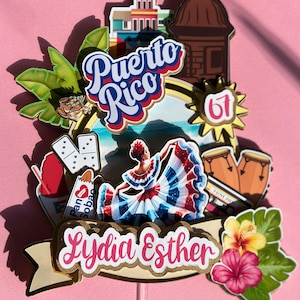 Puerto Rico Theme Cake Topper – Personalized Name Topper With PR ...