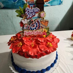 Puerto Rico Theme Cake Topper – Personalized Name Topper With PR ...