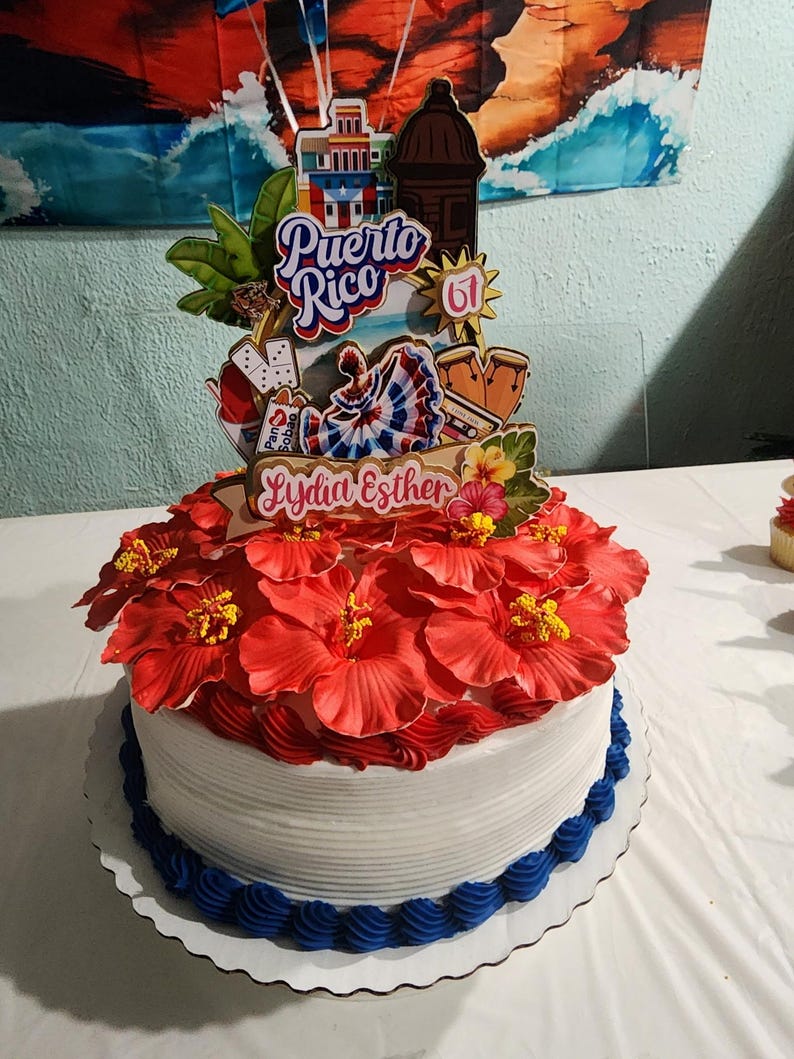 Puerto Rico Theme Cake Topper – Personalized Name Topper With PR ...