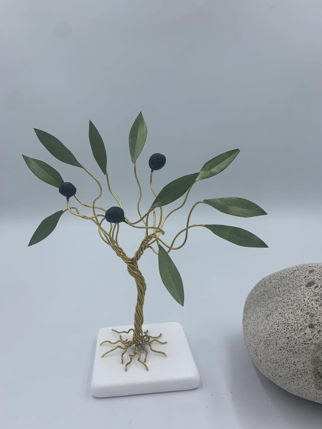 BRASS OLIVE SCULPTURE, Mediterranean Art, Handmade Olive Tree, Greek ...