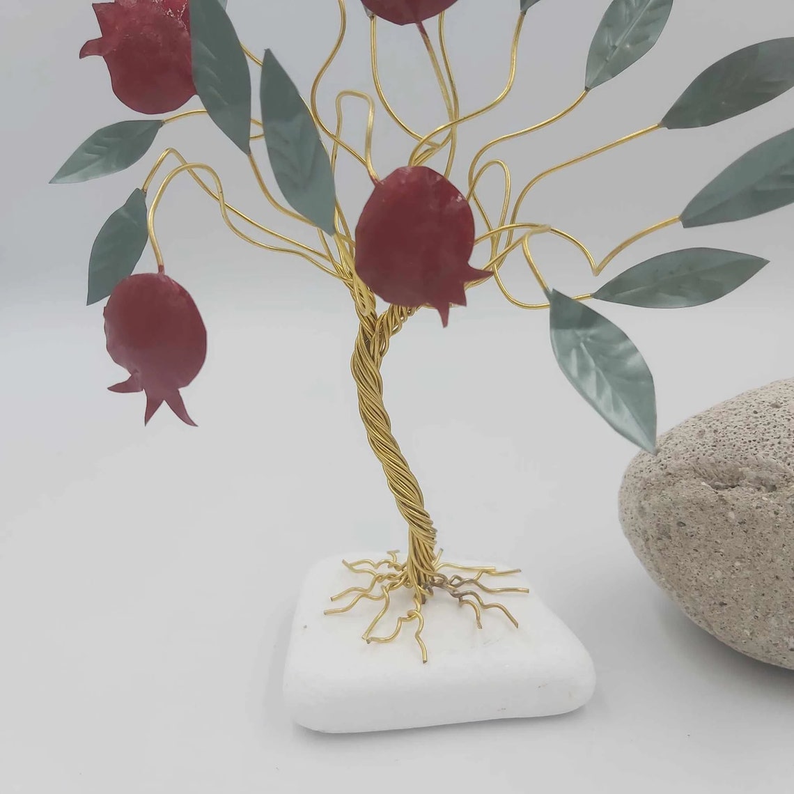 GREEK MADE SCULPTURE, Greek Artisan Décor, Pomegranate Tree, Prosperity ...