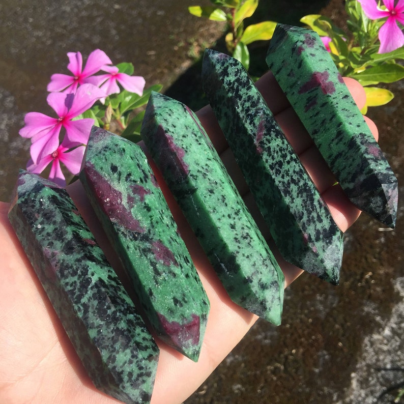 IMPRESSIVE RUBY ZOISITE Wand! 1 (one) Natural Faceted Dt Healing Magic ...