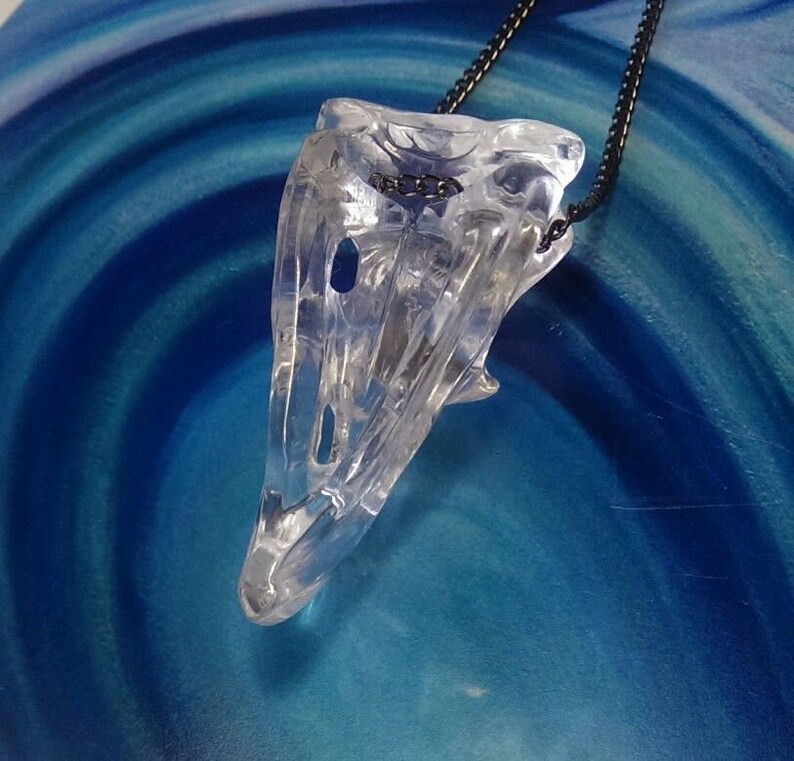 Clear Raven Quartz Crystal Skull Necklace! Natural Stone Carving ...