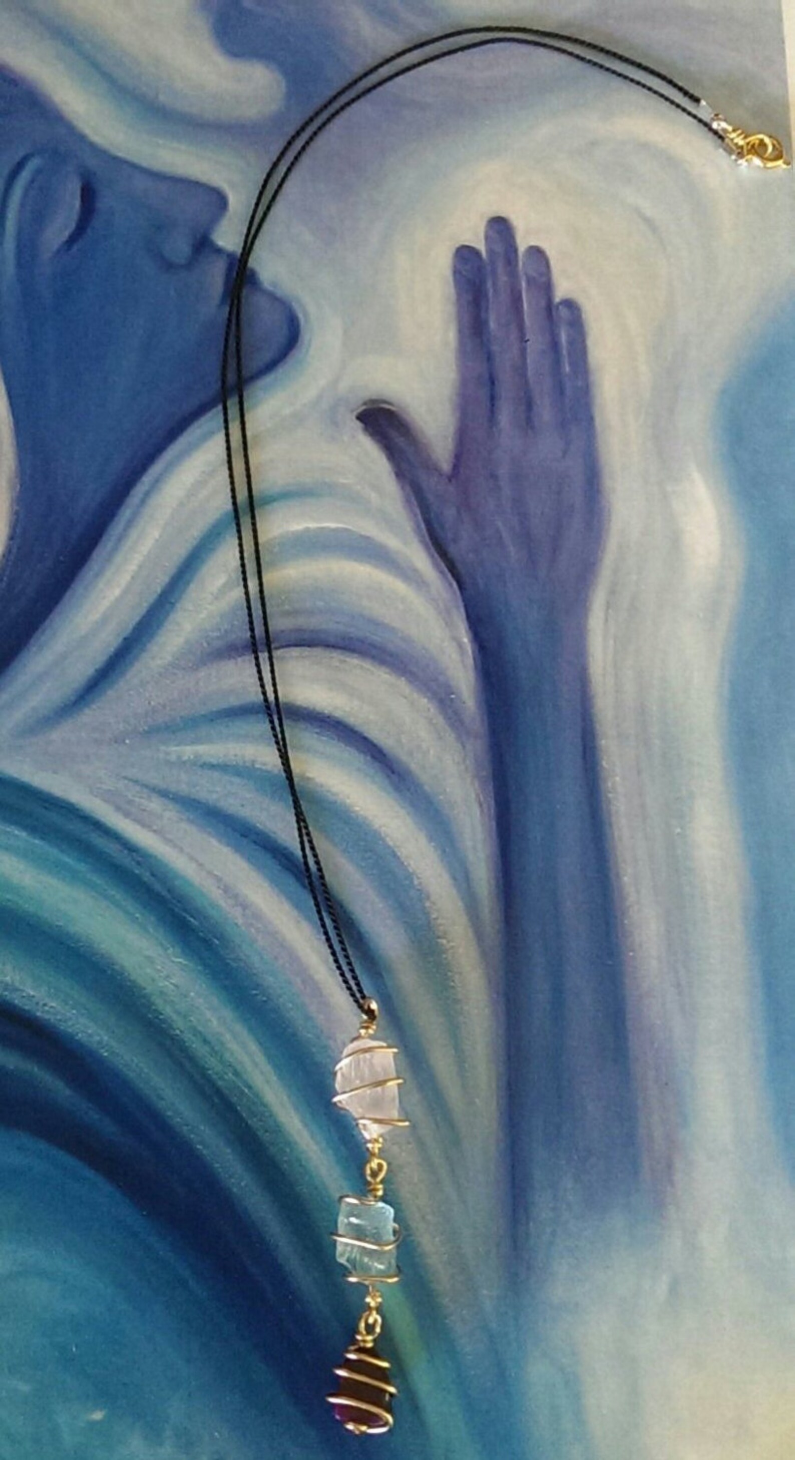 Sugilite, Kunzite, Aquamarine "angel Kiss" Synergy Necklace Wrapped in ...