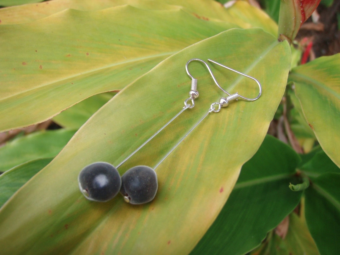 Hua Weleweka (mgambo Seed) Original Dangle Earrings. Smooth, Delicate ...