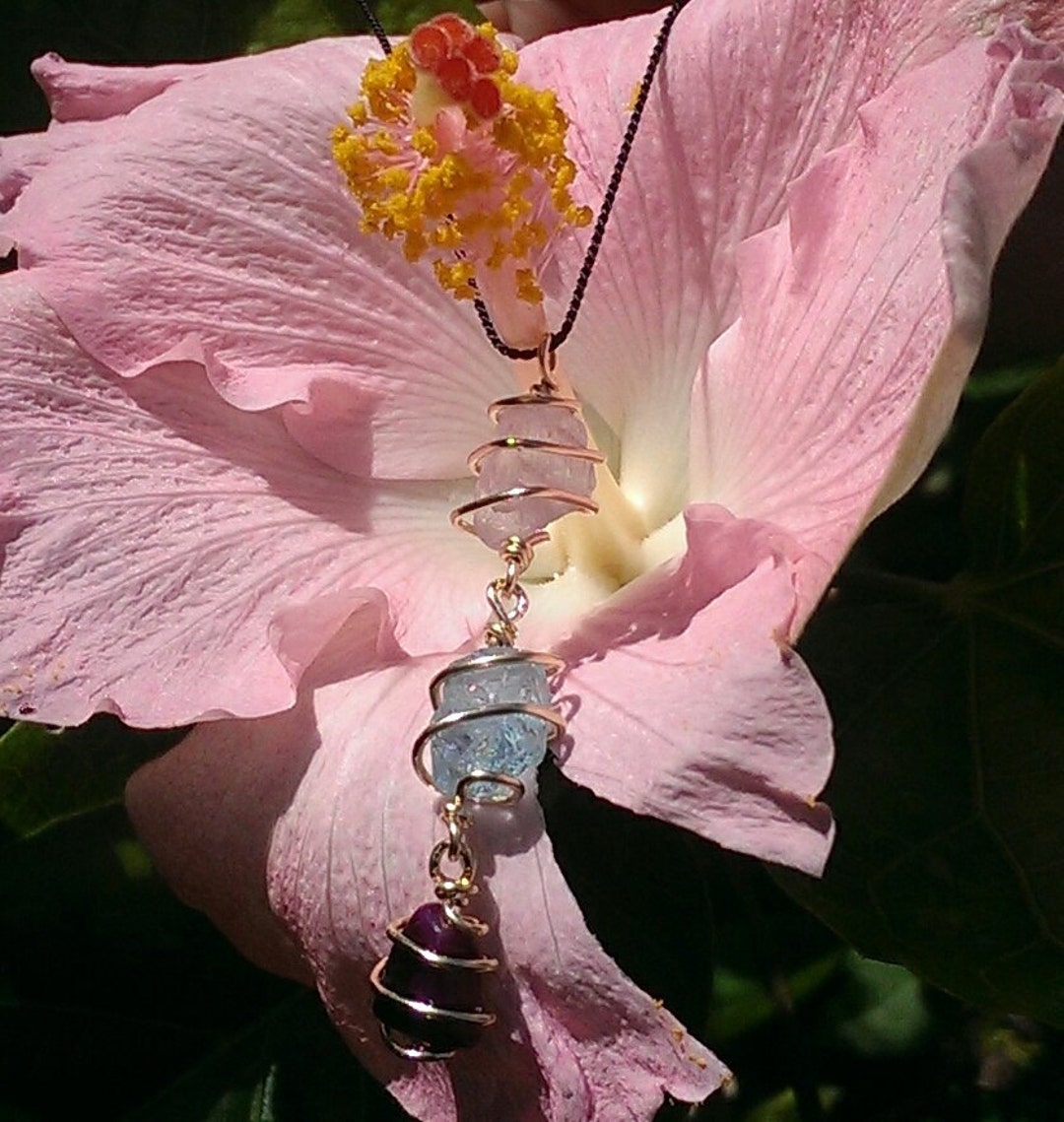 Sugilite, Kunzite, Aquamarine "angel Kiss" Synergy Necklace Wrapped in ...