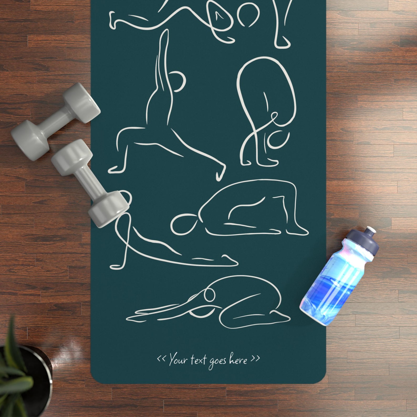 Custom Yoga Mat, Line Art Yoga Poses Design - Exercise Equipment ...