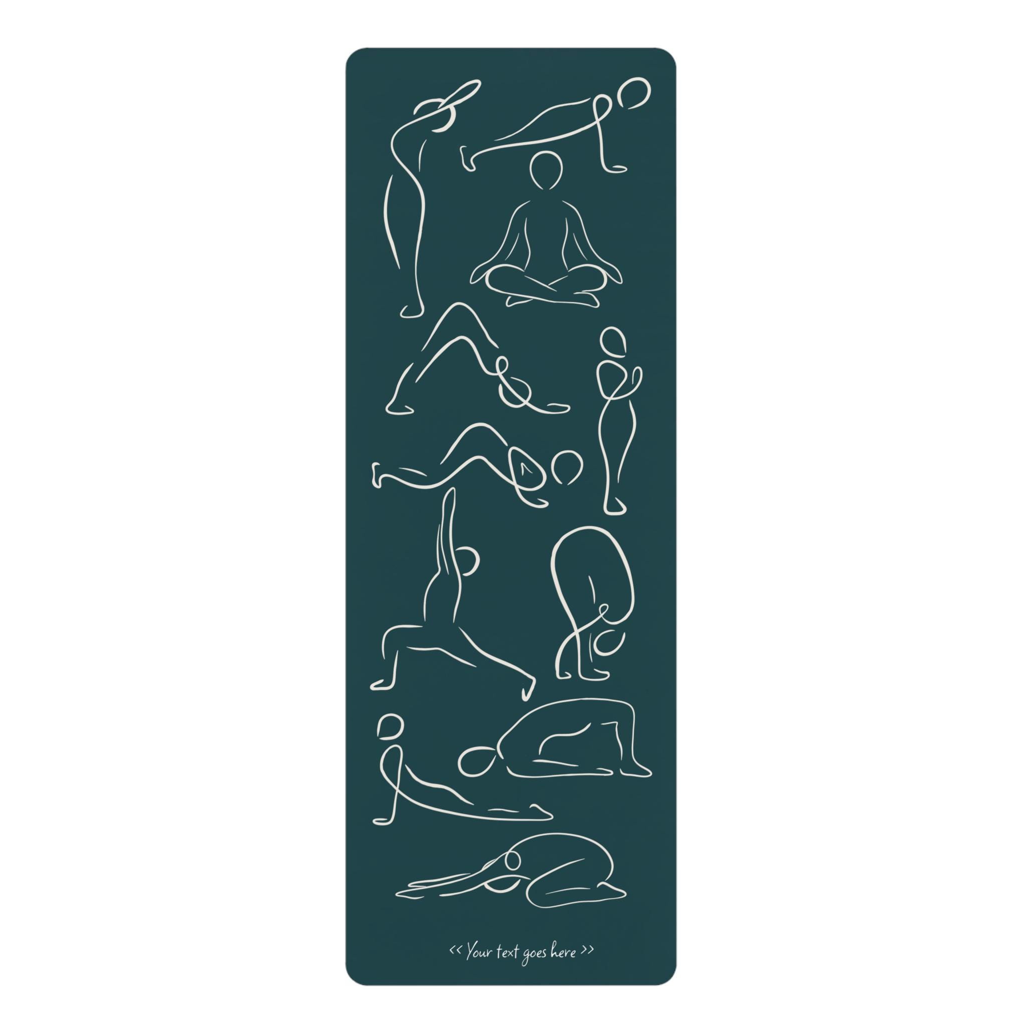 Custom Yoga Mat, Line Art Yoga Poses Design - Exercise Equipment ...
